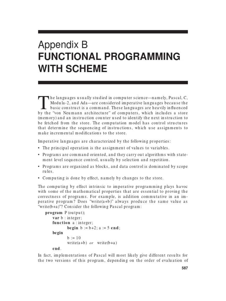 Appendix B: Functional Programming With Scheme | PDF | Scheme (Programming Language) | Scope ...