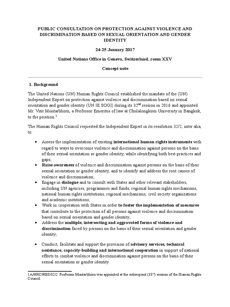 Concept Note SOGI 2017 | PDF | International Human Rights Law | Human ...