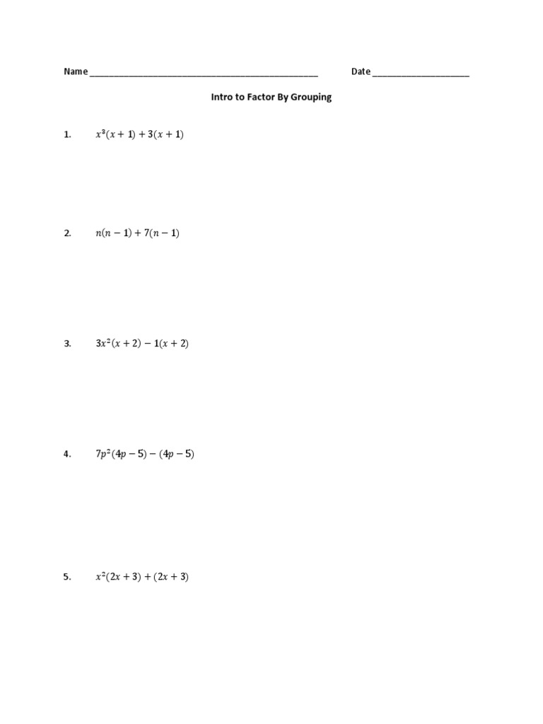 Intro To Factor by Grouping: Name - Date | PDF
