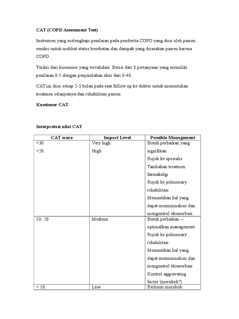CAT (COPD Assessment Test) | PDF