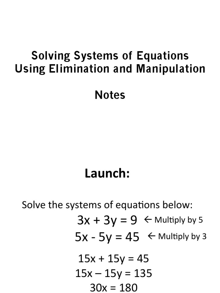 Elimination 2 Notes | PDF | Teaching Methods & Materials