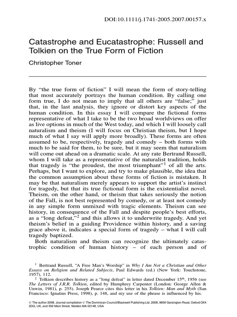 Catastrophe or Eucatastrophe | PDF | J. R. R. Tolkien | The Lord Of The ...