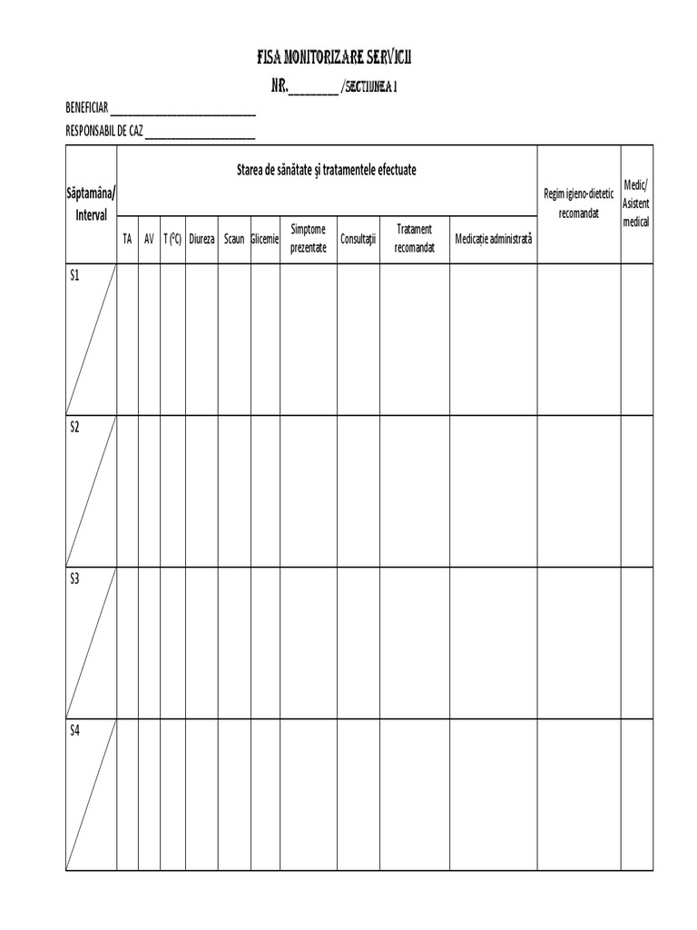 Fisa Monitorizare Servicii | PDF
