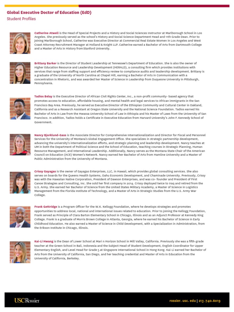 Student Profiles: Global Executive Doctor of Education (Edd) | PDF ...