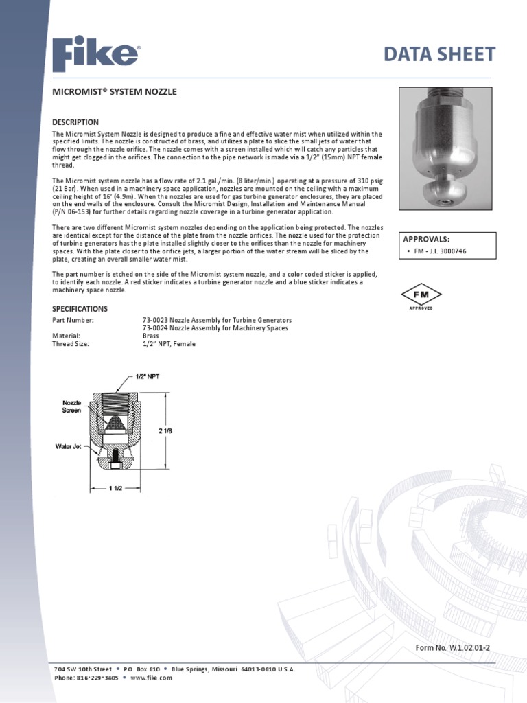 Fike Micromist System Nozzle | PDF | Nozzle | Turbine