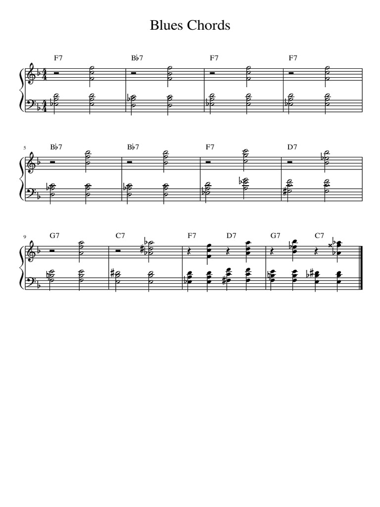 Blues Chords: F7 B 7 F7 F7 | PDF