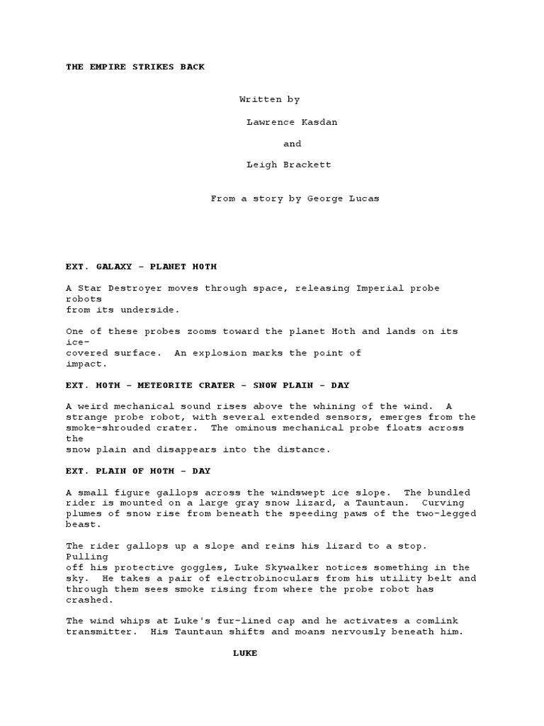 The Empire Strikes Back Script | PDF | Young Adult