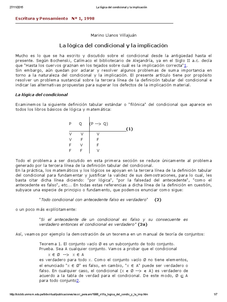 La Lógica Del Condicional y La Implicación | Proposición | Consecuencia ...
