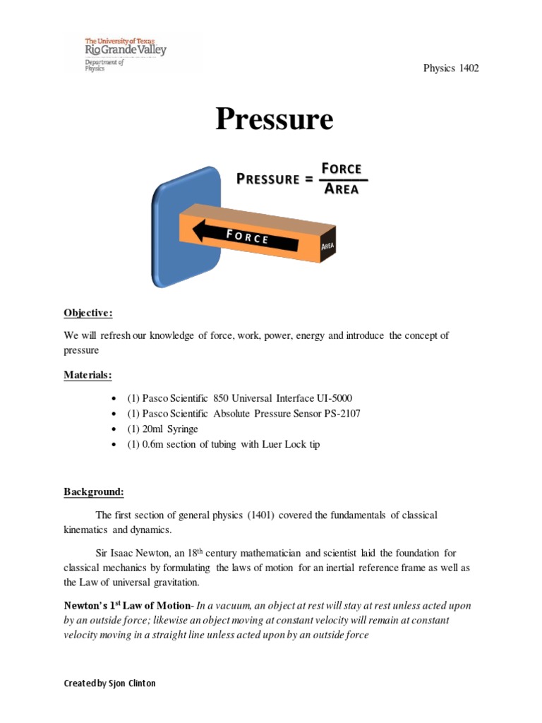 Pressure | PDF | Force | Pressure