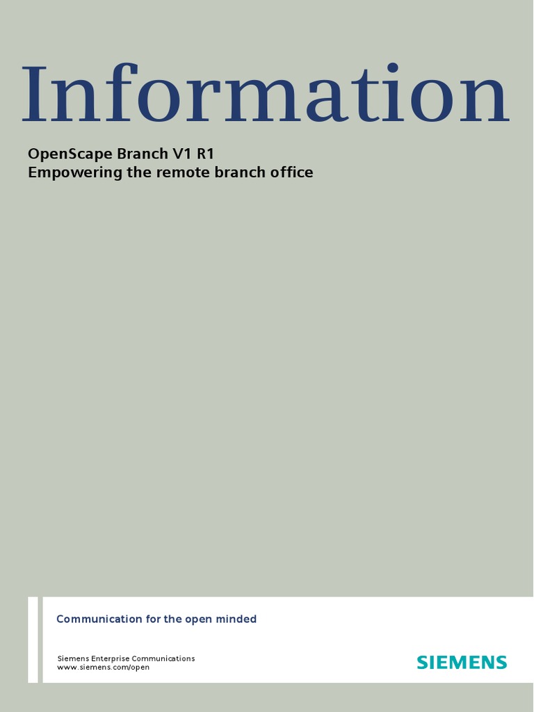 OpenScape Branch V1 R1 - Datasheet | PDF | Session Initiation Protocol | Firewall (Computing)
