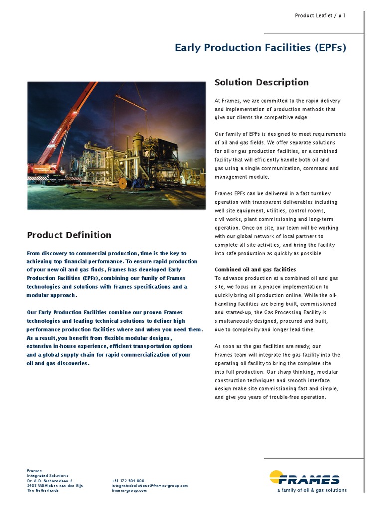 Early Production Facilities PL Web | PDF | Petroleum | Project Management