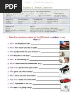 Subject and Object Questions Exercise 1 | PDF