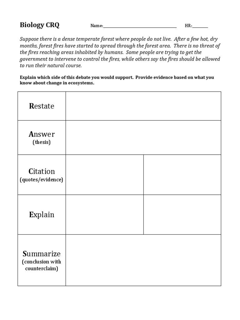 Biology CRQ - Forest Fires | PDF