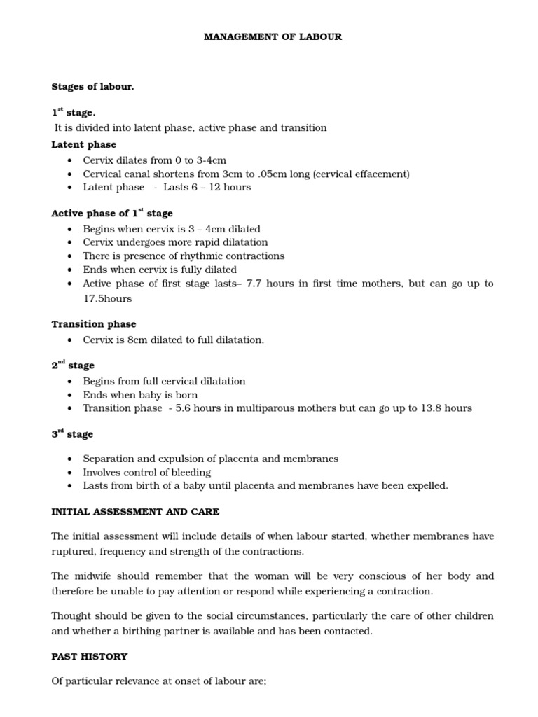 Management of Labour | PDF | Midwifery | Childbirth