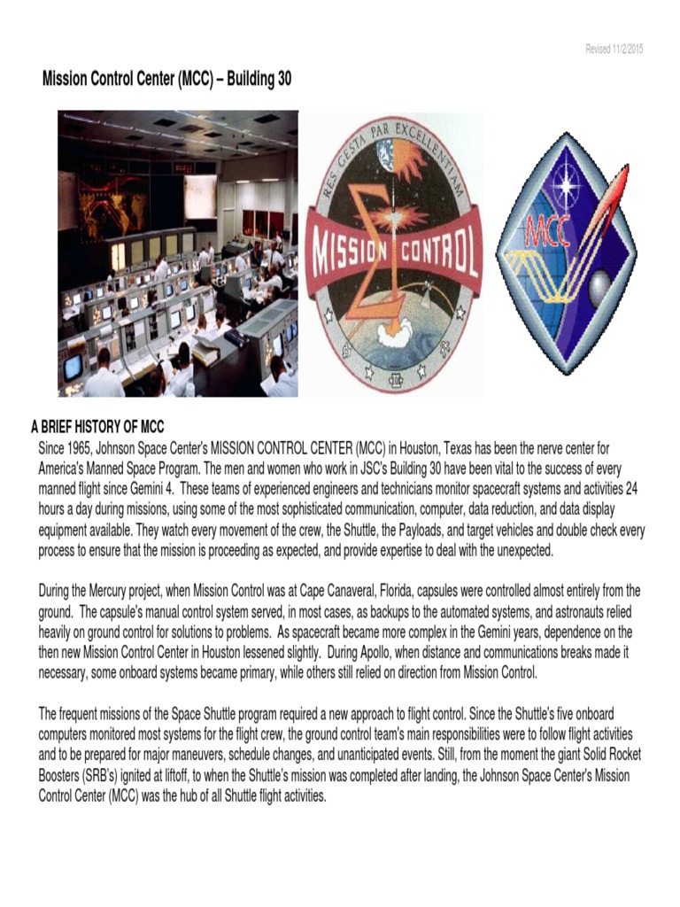 Mission Control Center (MCC) - Building 30: A Brief History of MCC ...