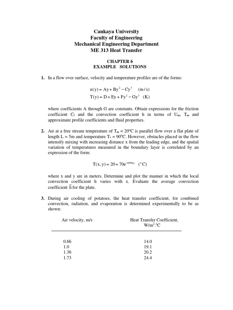 Me 313 Chapter 6 Example Slutions | PDF | Heat Transfer | Convection