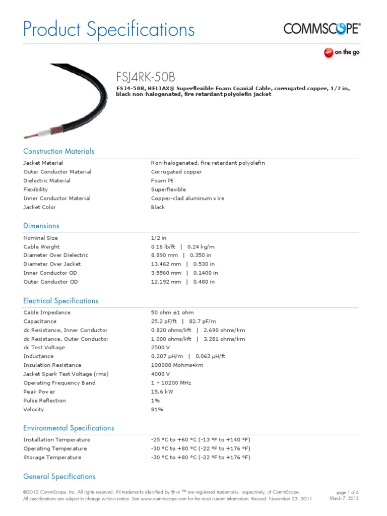 Heliax Superflexible | PDF | Coaxial Cable | Physics
