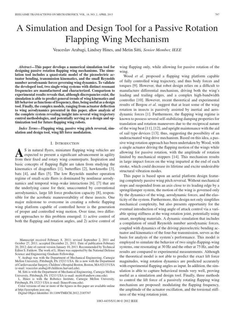 A Simulation and Design Tool For A Passive Rotation Flapping Wing ...