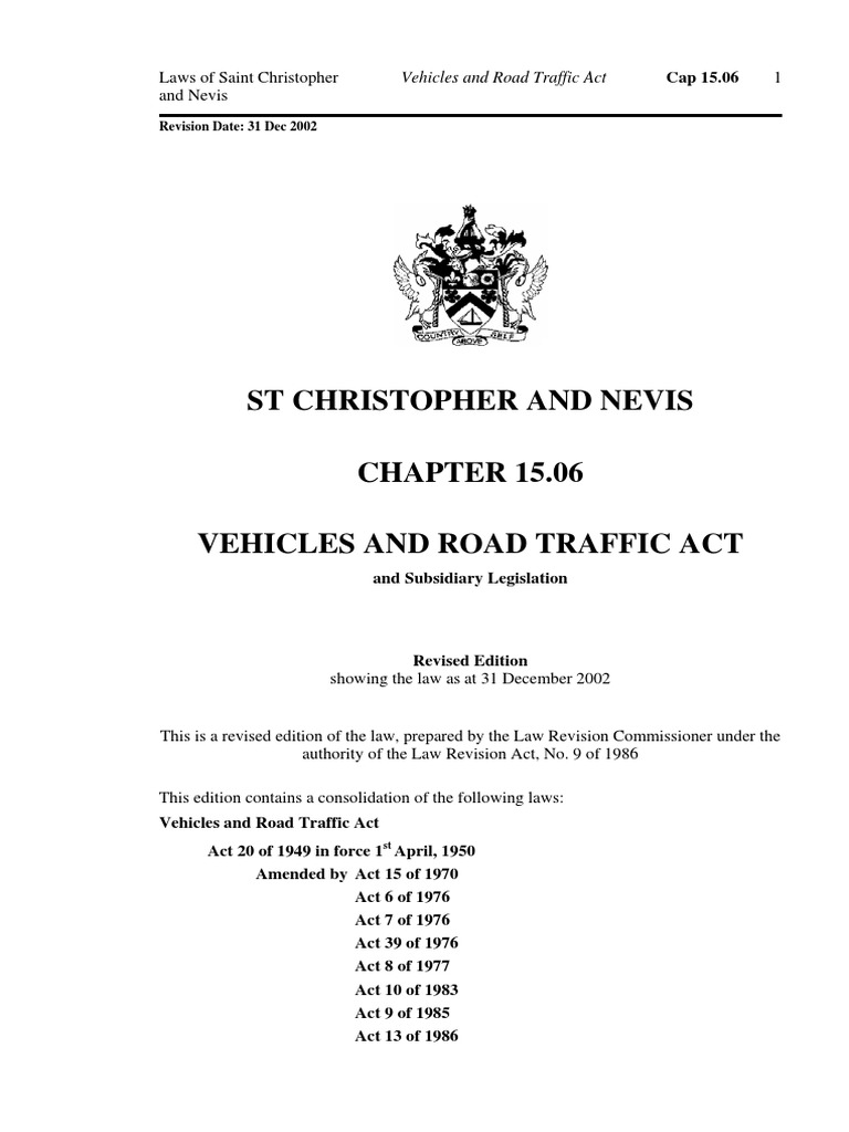 ST Kitts Traffic Act | Driver's License | Vehicle Registration Plate