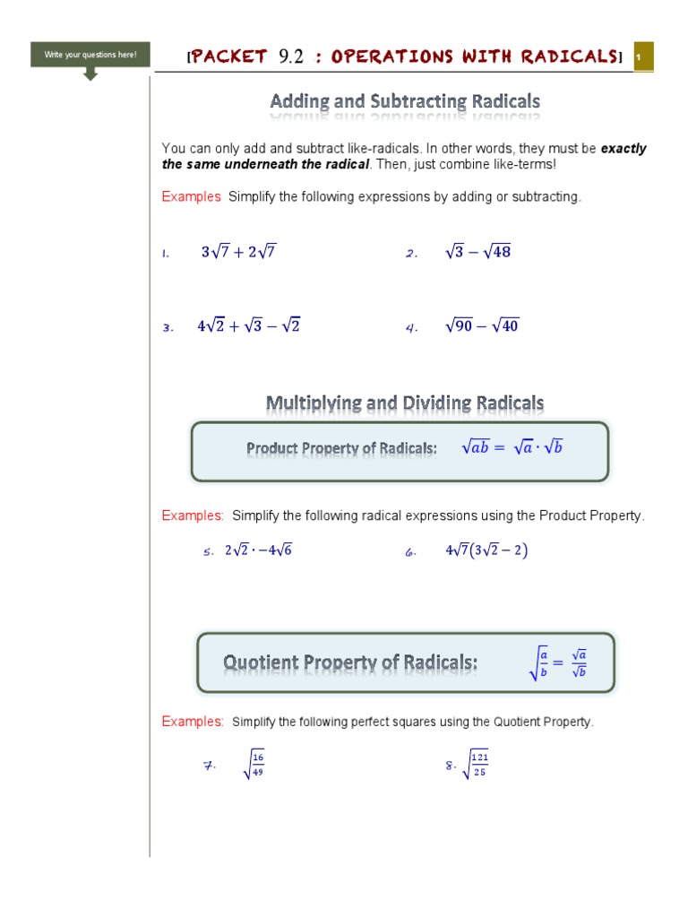 Operations with Radicals Simplified | PDF | Computers