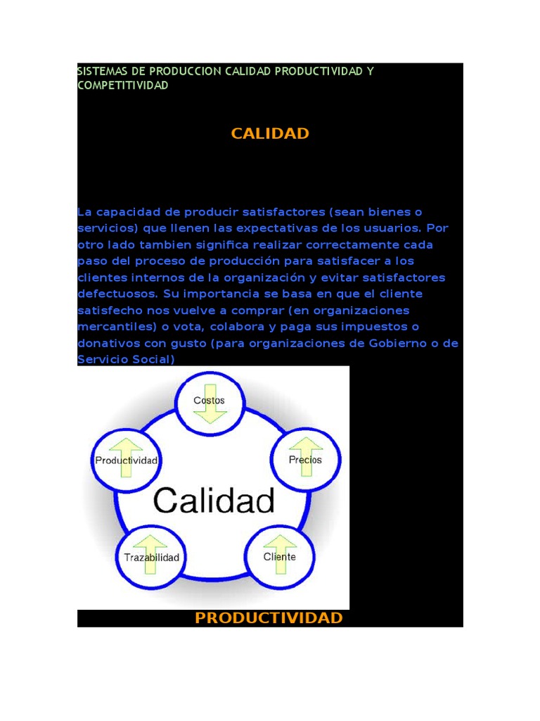 Sistemas de Produccion Calidad Productividad y Competitividad | PDF ...