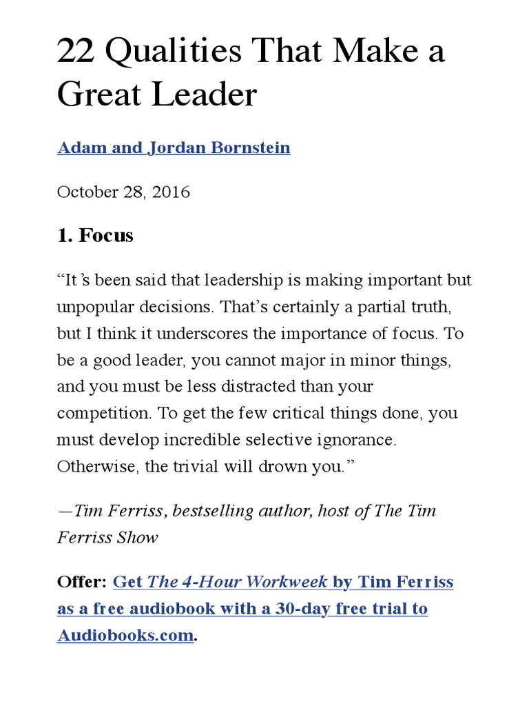 22 Qualities That Make A Great Leader | PDF | Leadership | Investing