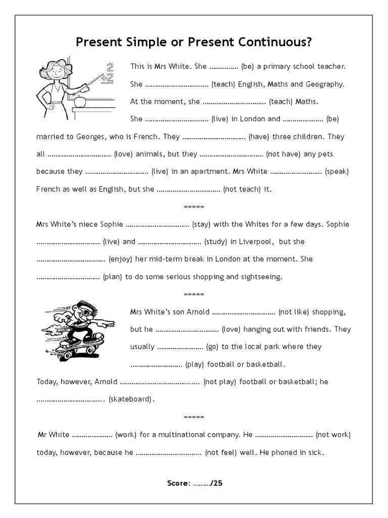 Present Simple Vs Continuous | PDF