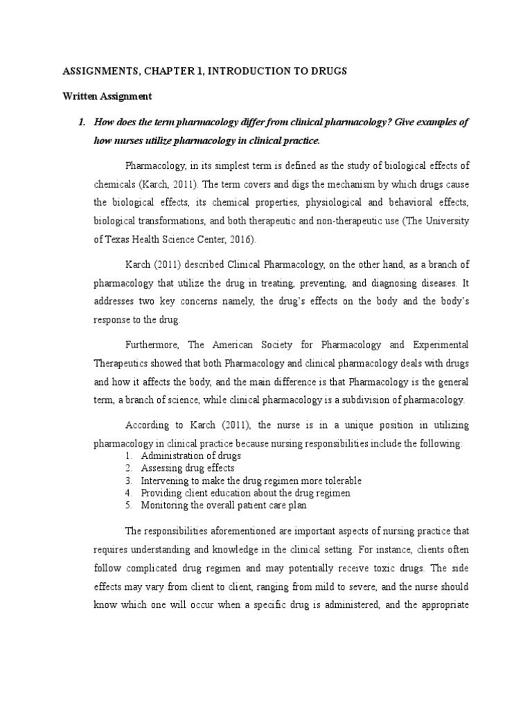 CH1 Pharma Assignment | PDF | Pharmacology | Clinical Trial