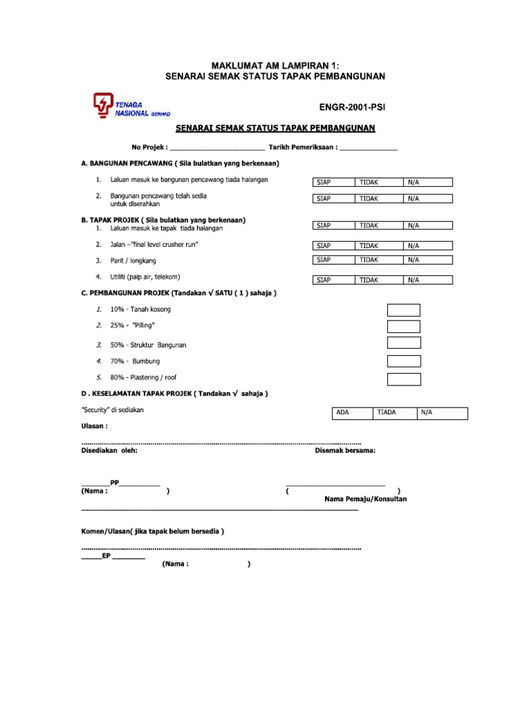 TNB Substation Handing Over Checklist | PDF