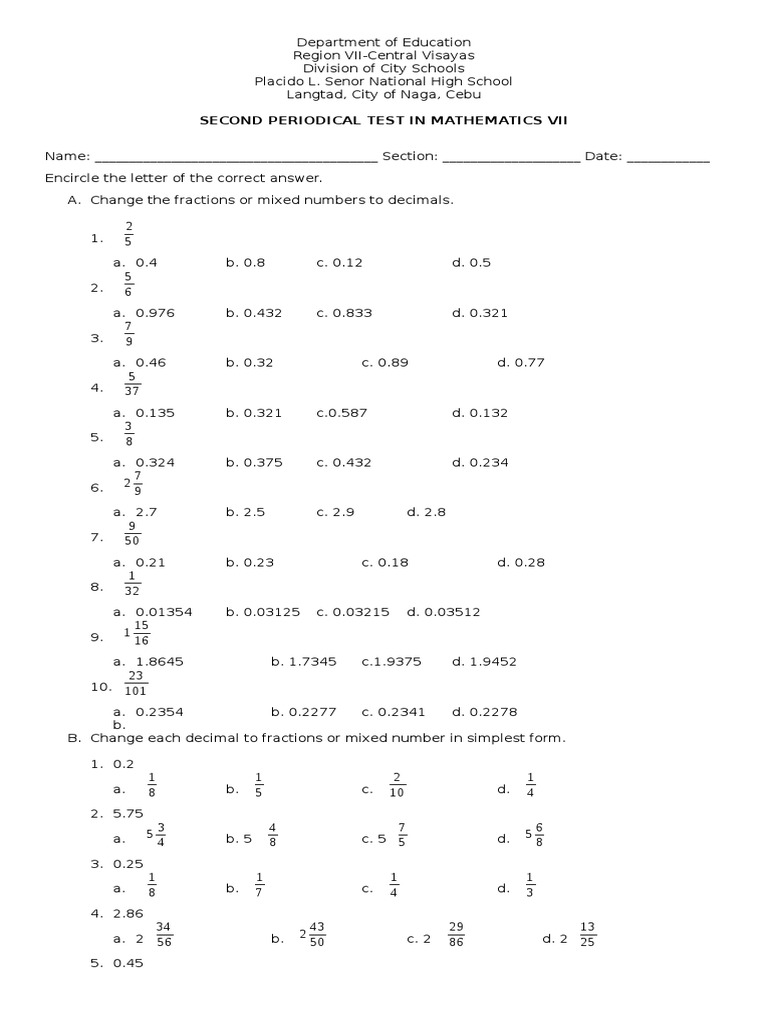 Second Periodical-Math 7 (ALBISO) | PDF | Teaching Methods & Materials ...