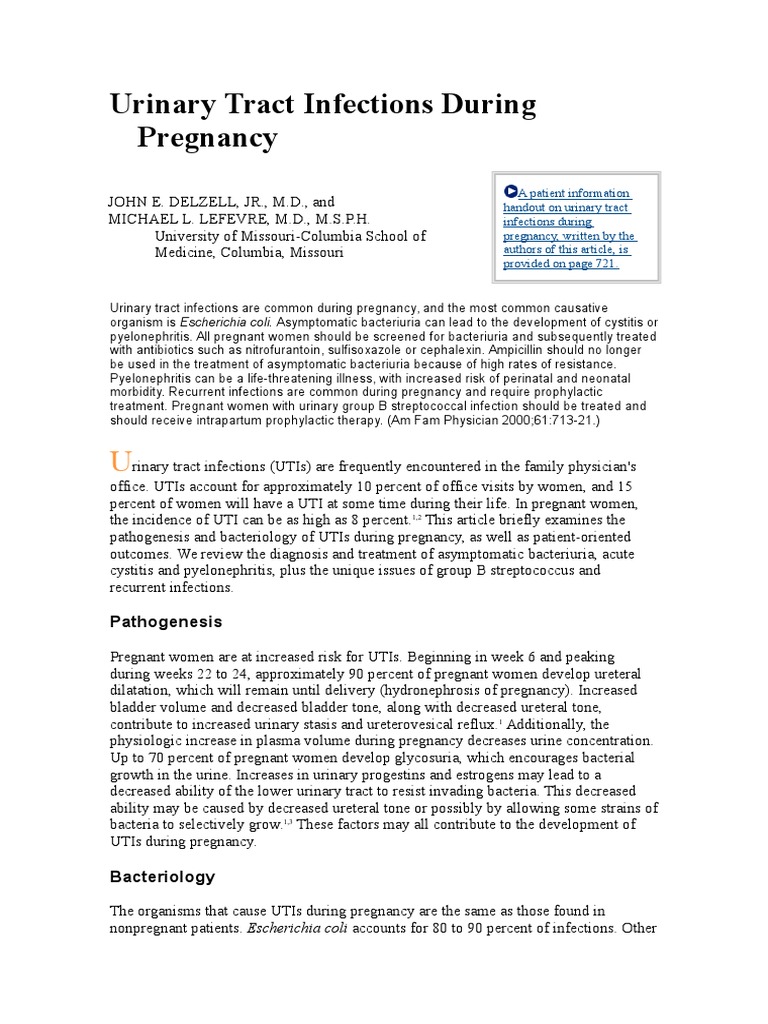 Urinary Tract Infections During Pregnancy | PDF | Urinary Tract ...