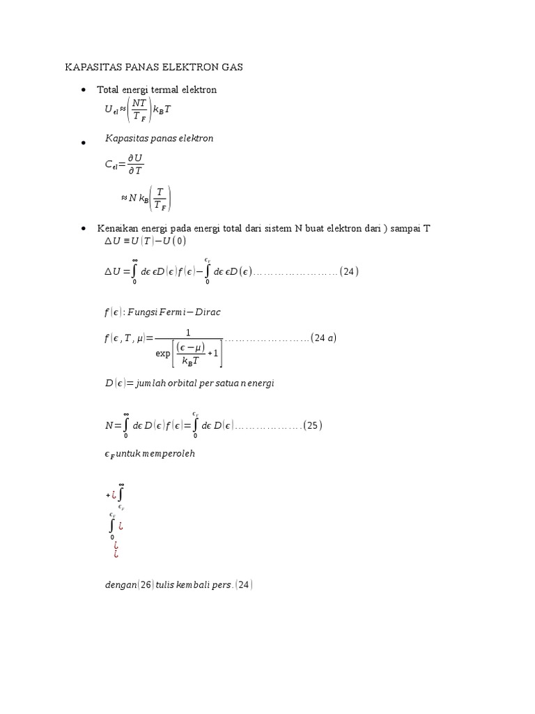 Kapasitas Panas Elektron Gas | PDF