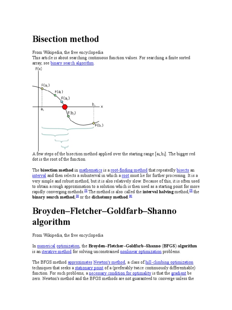 The Bisection Method and the BFGS Algorithm: Efficient Numerical Methods for Finding Roots and ...