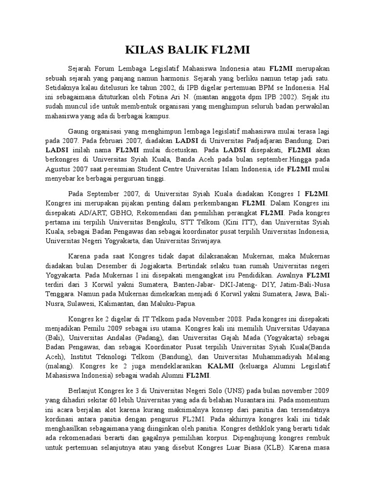 Sejarah FL2MI | PDF | Politik