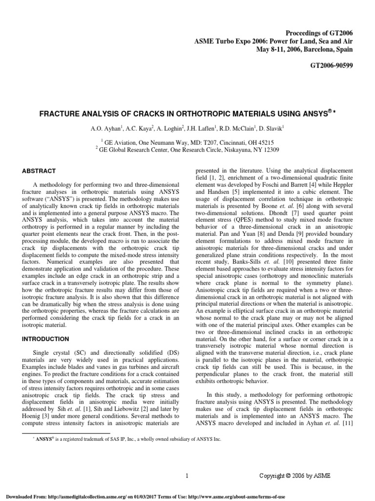 Fracture Analysis of Cracks in Orthotropic Materials Using Ansys | PDF ...