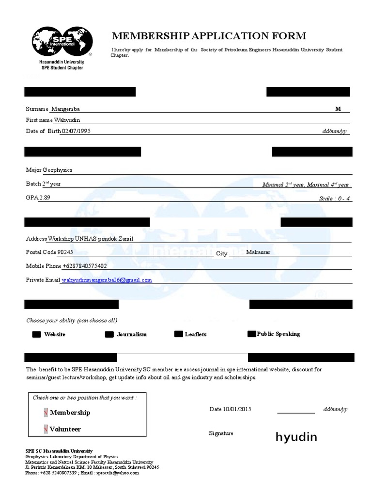 Membership Application Form Wahyudin | PDF | Business