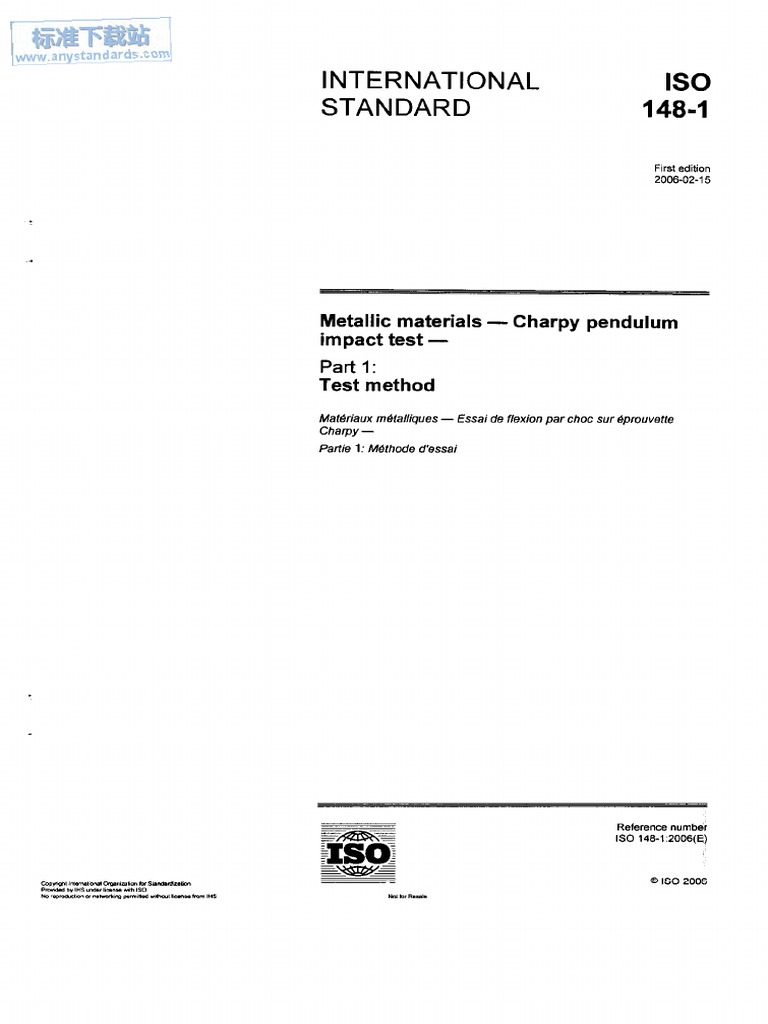 Iso 148 1 2006 PDF | PDF