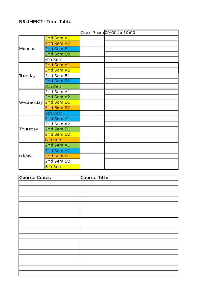 Time Table Format | PDF