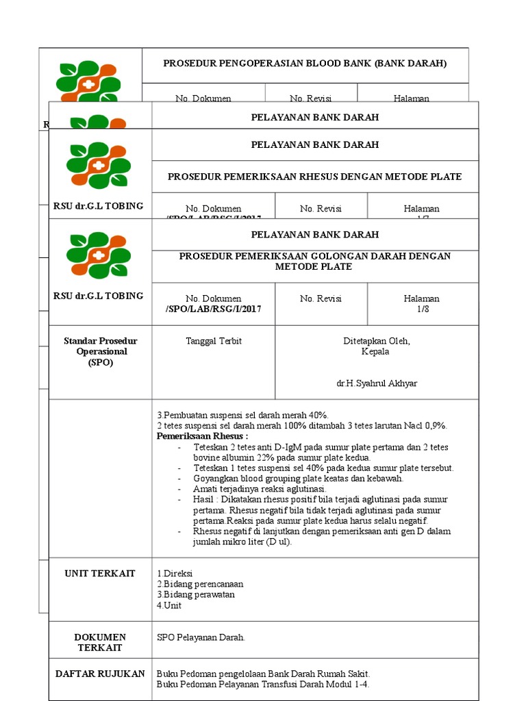 Sop Bank Darah 1 | PDF