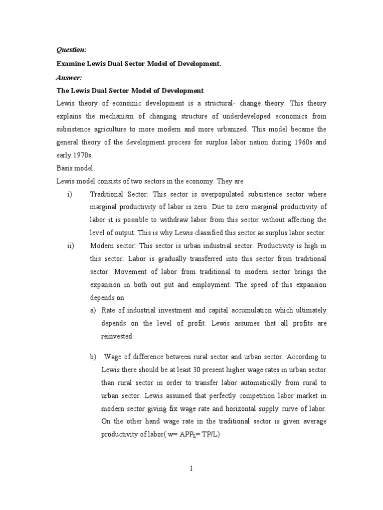 The Lewis Theory of Development | PDF | Labour Economics | Macroeconomics