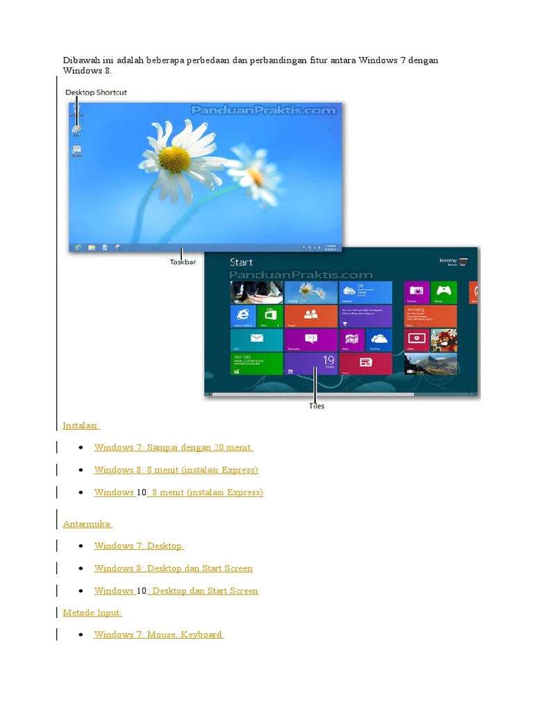 Perbandingan Fitur Windows 7, 8, dan 10 | PDF | Komputer