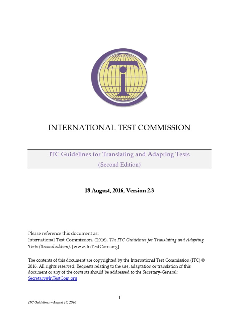 ITC Guidelines - Translating and Adapting Tests - V2 3 | PDF ...