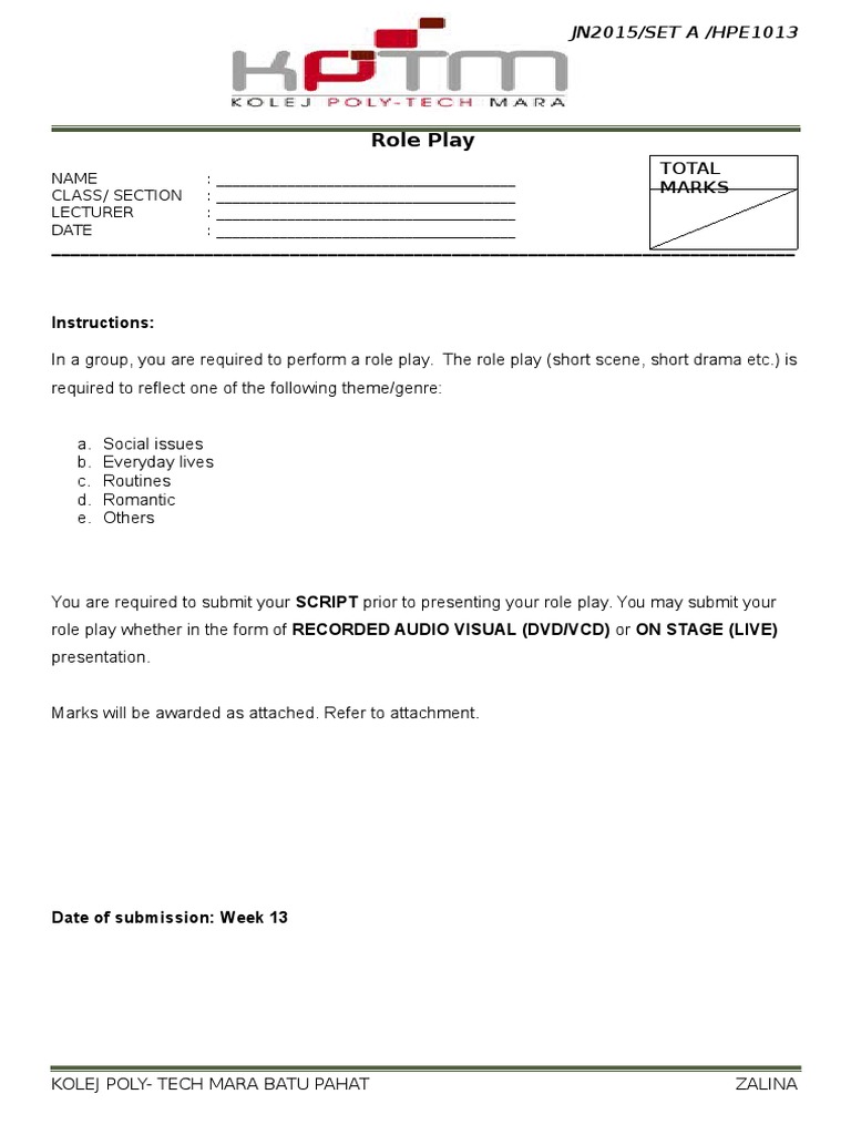 Role Play Instructions | PDF