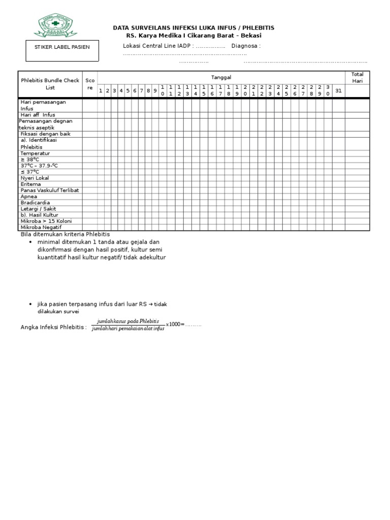 Data Surveilans Infeksi Luka Infus Atau Phlebitis | PDF