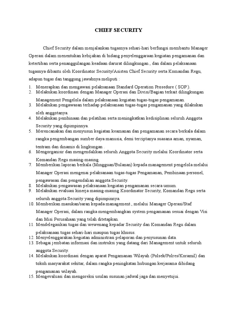 Tugas Chief Security | PDF | Bisnis