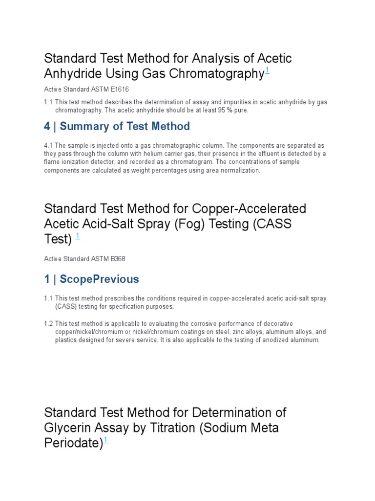 Standard Test Method for Astm | Acid | Acetic Acid