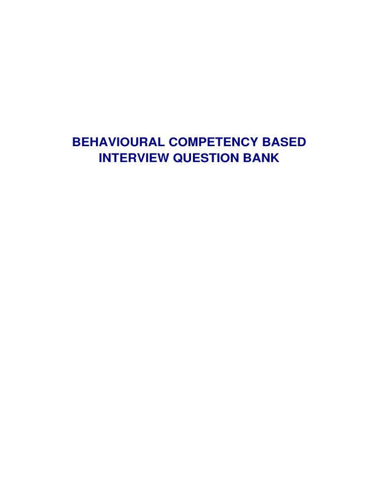 Behavioural Competency Based Interview Question Bank 8 | PDF ...
