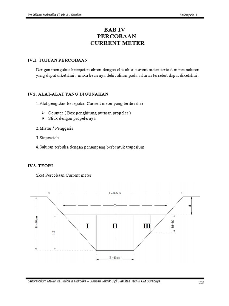 BAB IV Current Meter | PDF | Metode & Bahan Ajar | Sains & Matematika
