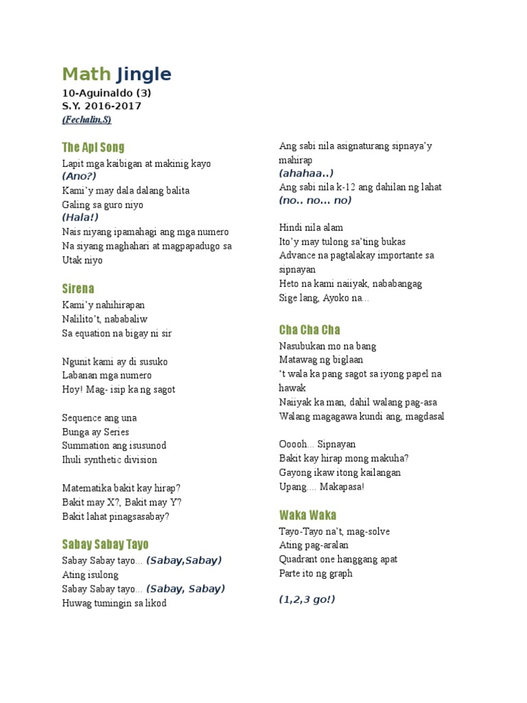 Math Jingle | PDF