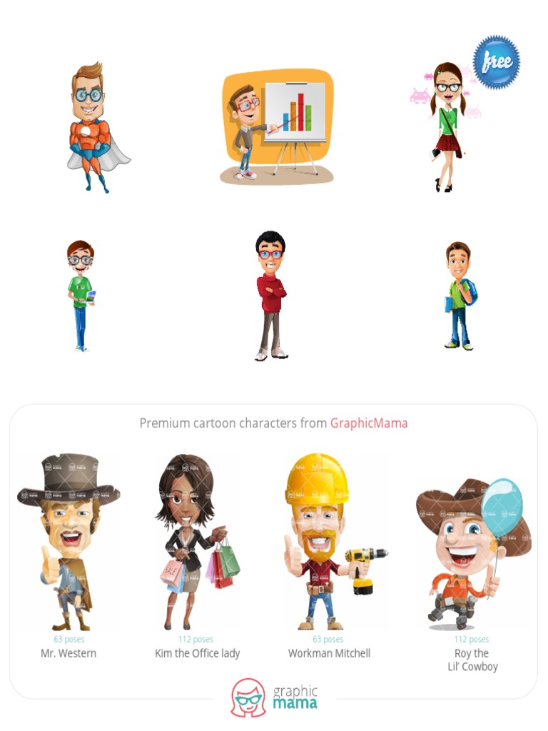 Free Vector Geek Characters Collection Vol1 | PDF